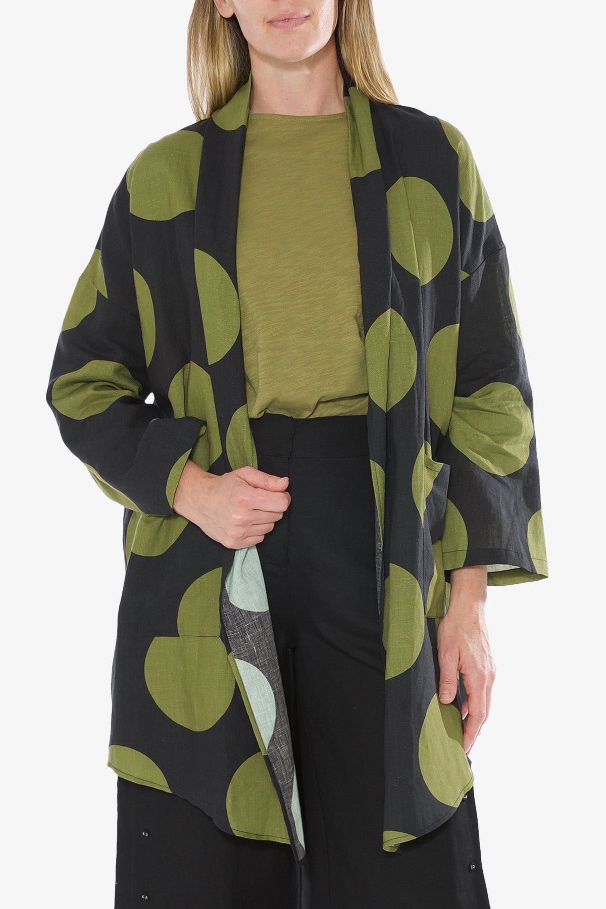 Women's Spot Print Gauze Jacket Black Olive