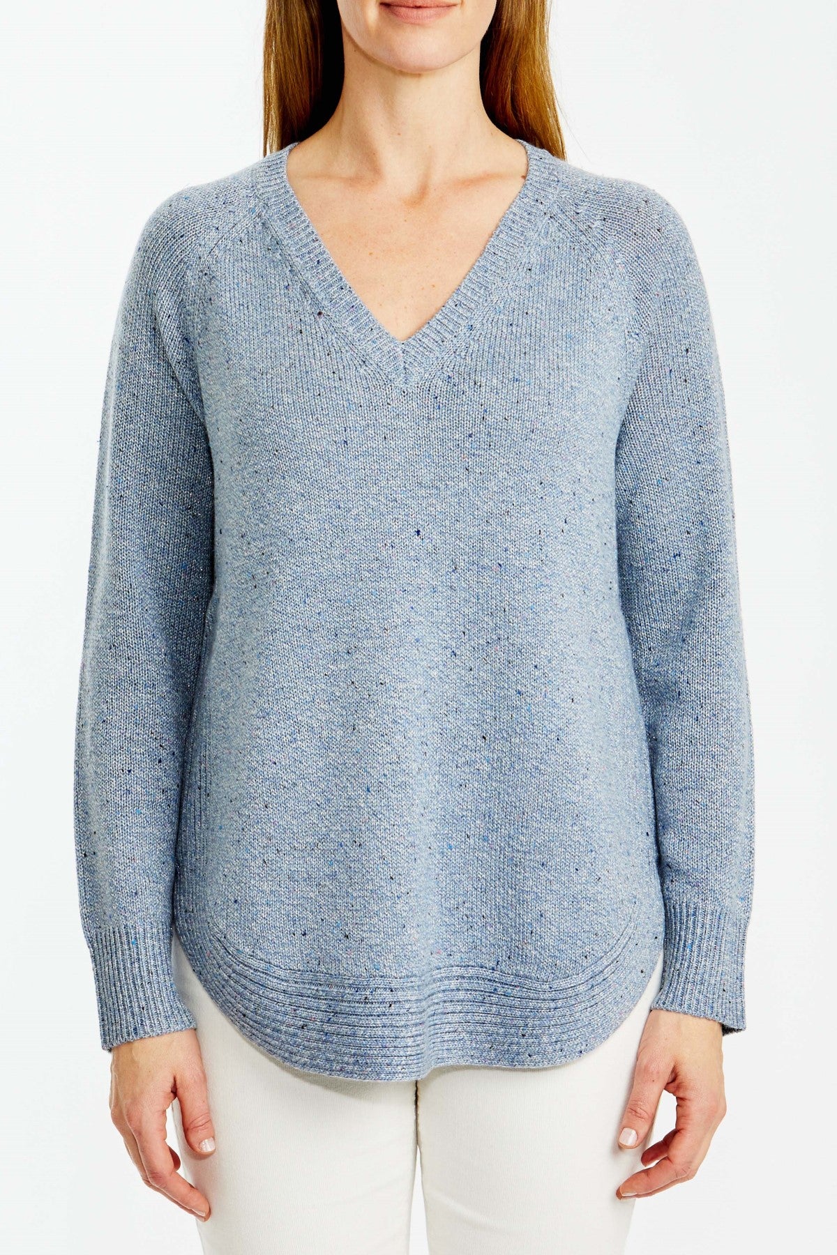 Women's Zip Trim Pullover in Denim Blue