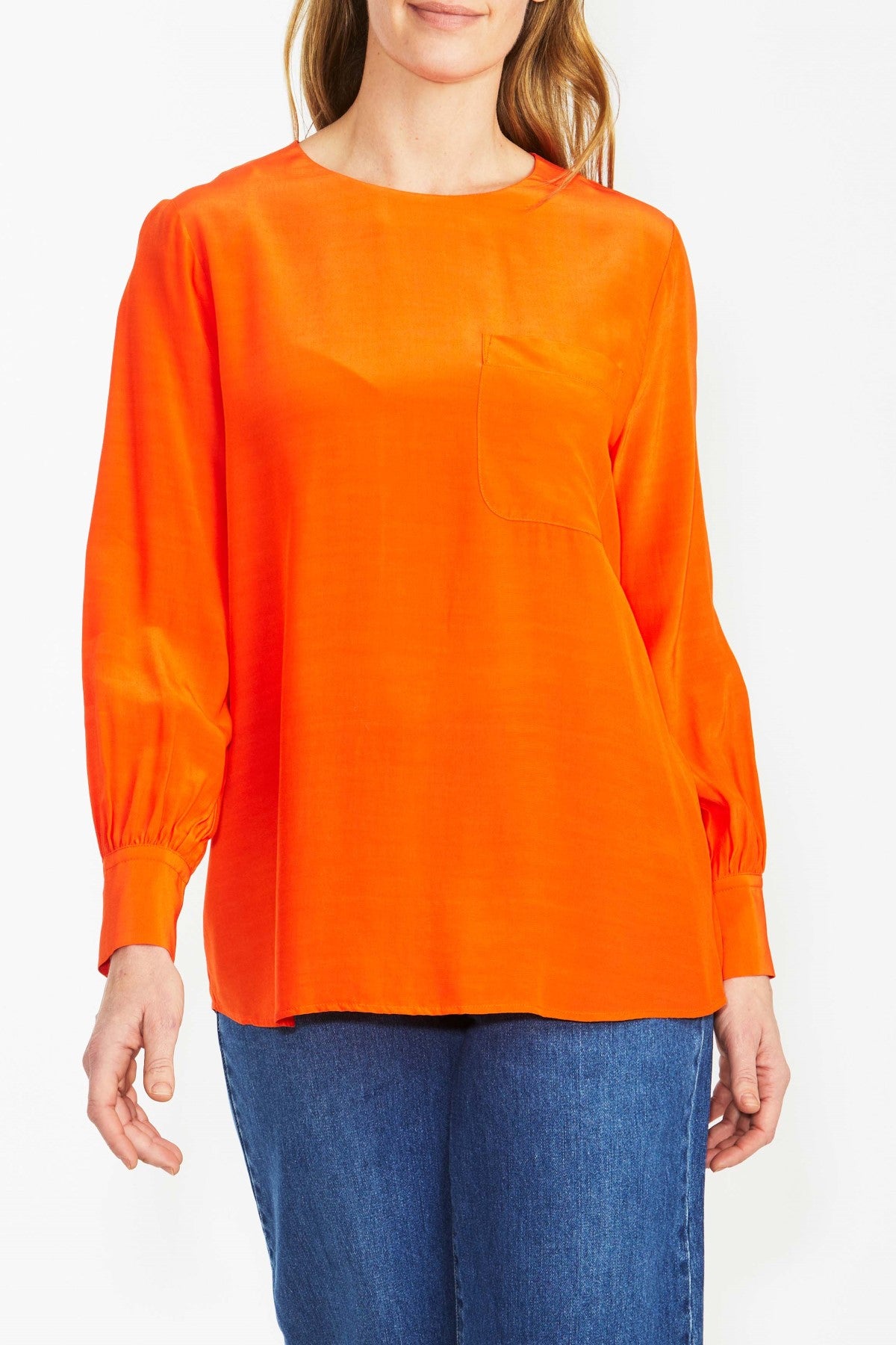 Women's Popover Top in Orange