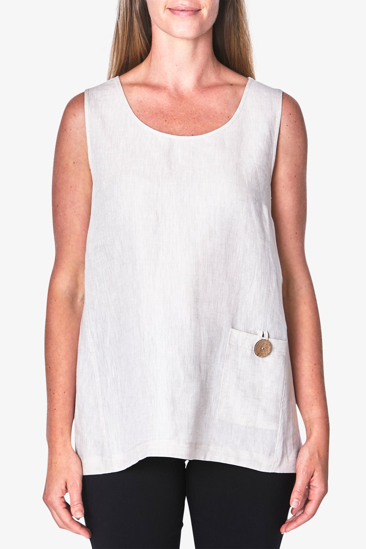 Women's Sleeveless Linen Top in Beige